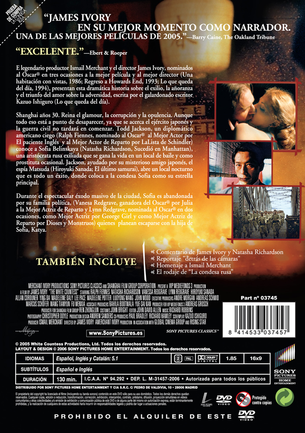 La condesa rusa (Carátula DVD) - index-dvd.com: novedades dvd, blu-ray y dvd-alquiler